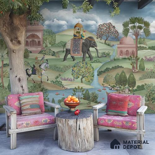 Shaan, Indian Scenic Design Customised Canvas Wallpaper for Rooms