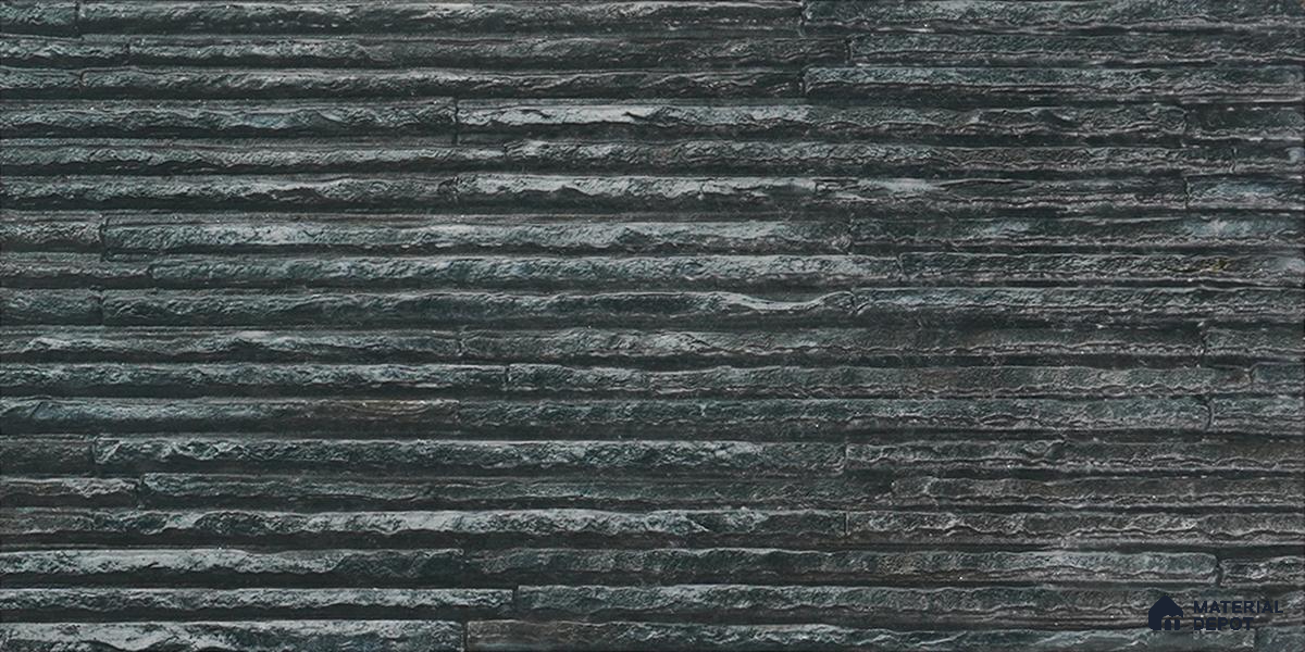 TL 00087 Black 2 ft x 1 ft Stacked Stone Punch Finish Vitrified Wall ...