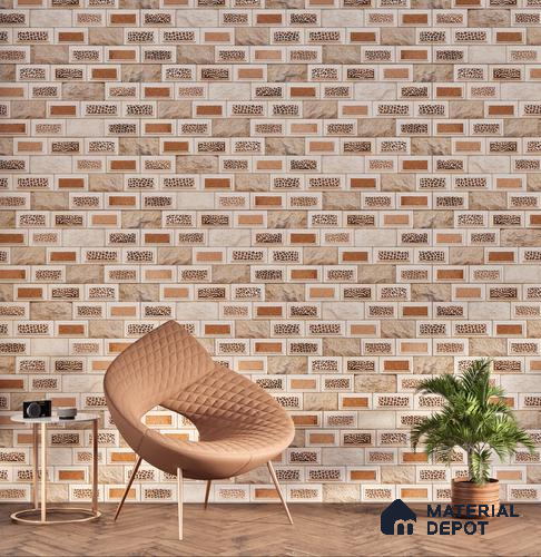 Elevation Wall Tile TL 00084 Brown 2 ft x 1 ft Punch Matte Finish ...