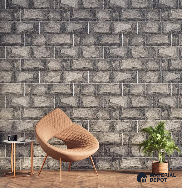 Elevation Wall Tile TL 00067 A Slate Black 2 ft x 1 ft Punch Matte ...