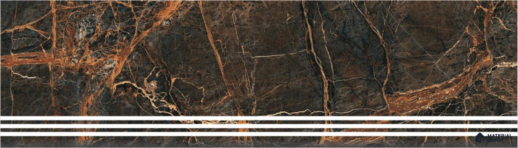 Ebony Vein Step Tile Matte Finish TL 02556 Vitrified Stair Tile - 9.5 ...