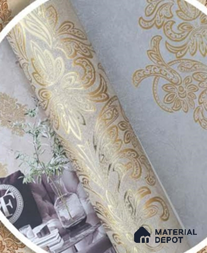 228121 | 10 Meter x 21 Inches Damask Look Wallpaper - 57.41 Sq. Ft ...
