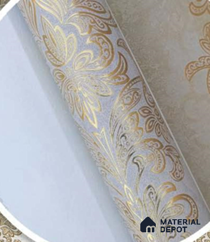 228123 | 10 Meter x 21 Inches Damask Look Wallpaper - 57.41 Sq. Ft ...
