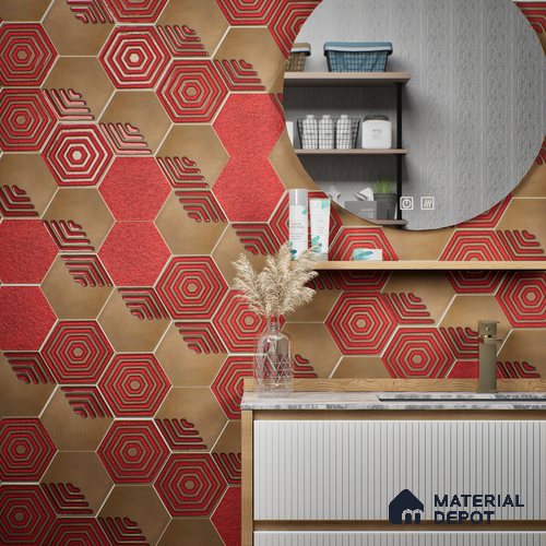 Hexagonal Wall Tile TL 05652 Matrix Crimson Hex 6 x 6 inch Ceramic ...