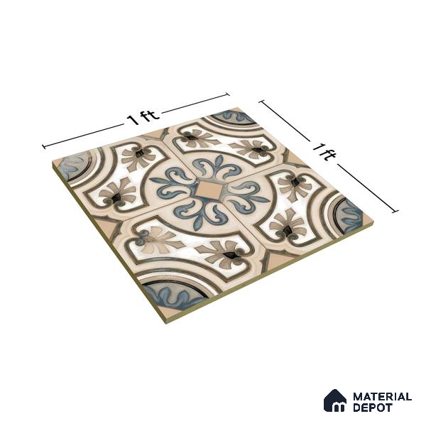 Moroccan Tile TL 04786 Zellige Casablanca Fleur Multi Colour 1 ft x 1 ...