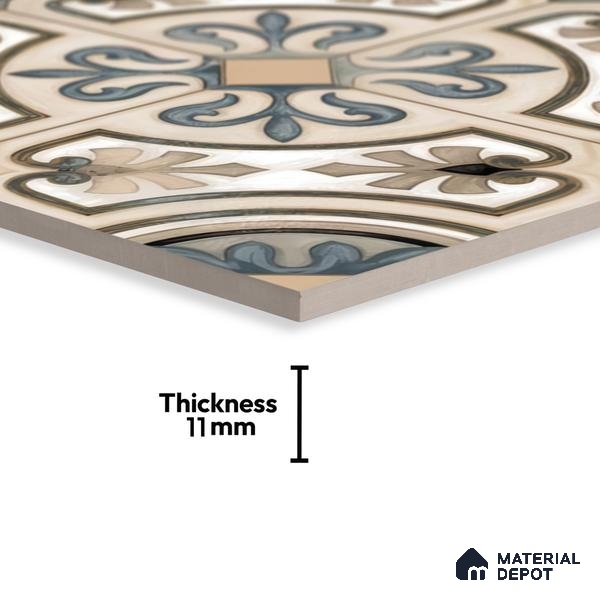 Moroccan Tile TL 04786 Zellige Casablanca Fleur Multi Colour 1 ft x 1 ...