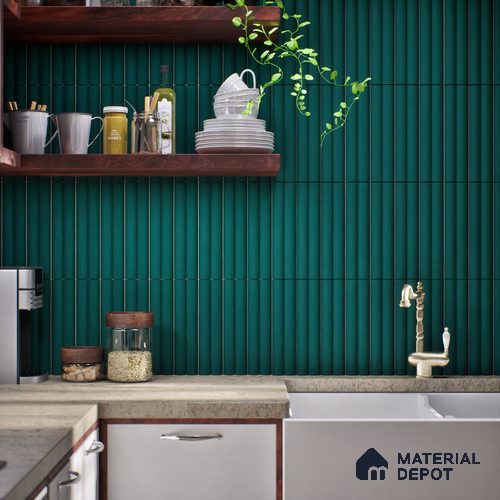 Subway Fluted Wall Tile TL 04961 C Piedra Tortora Green 12 x 3 inch ...