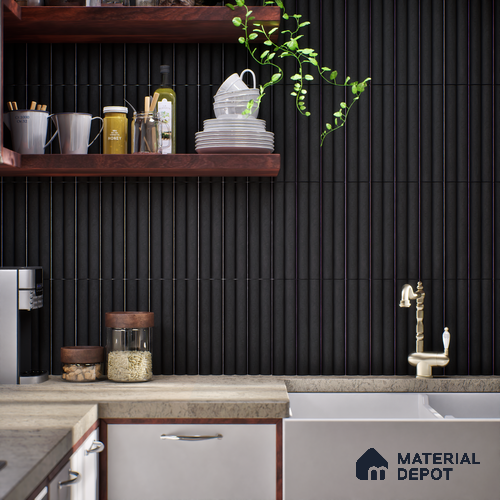 Subway Fluted Wall Tile TL 04961 D Piedra Black Knight 12 x 3 inch ...