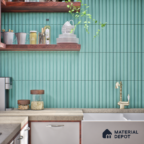 Subway Fluted Wall Tile TL 04961 Piedra Blue Bliss 12 x 3 inch Ceramic ...