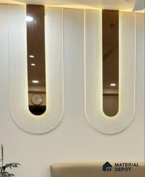 Duco Paintable U-Shaped Groove Wall Panel with Backlit Accent 8 ft x 4 ...